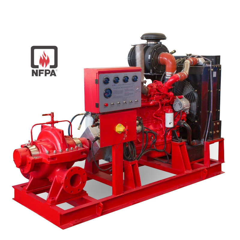 China NFPA 20 Diesel Engine Drive Split Casing Double Suction Centrifugal Fire Water Pump Set ...